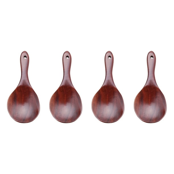 4X Teak Wood Spoon Natural Solid Wood Rice Spoon Wooden Rice Paddle Big ...