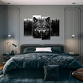 Artsbay Black and White Wolf Pictures Canvas Wall Art Dark Foggy Forest ...