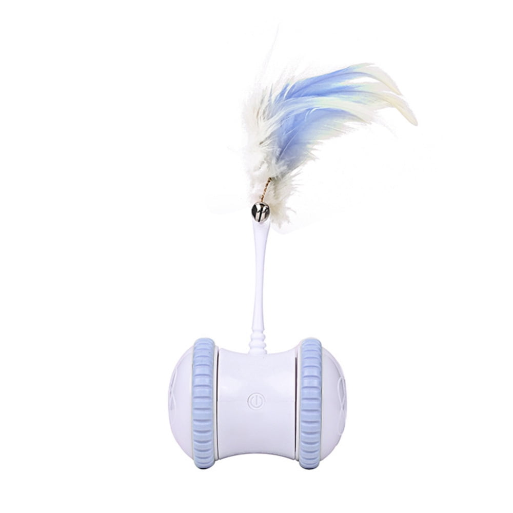 Electric Robotic Cat Toys With Feathers Automatic Steering Rotating USB ...