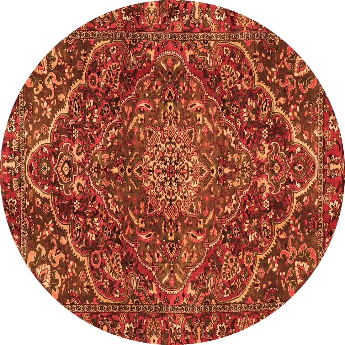 Ahgly Company Indoor Round Persian Orange Traditional Area Rugs, 4 ...