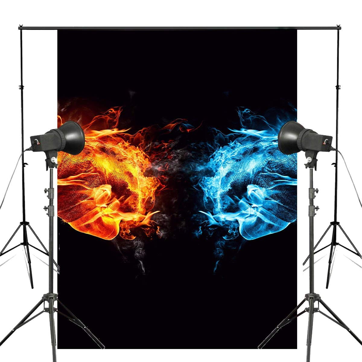 ABPHOTO Polyester 5x7ft Collision of Ice and Fire Photograph Backdrop ...