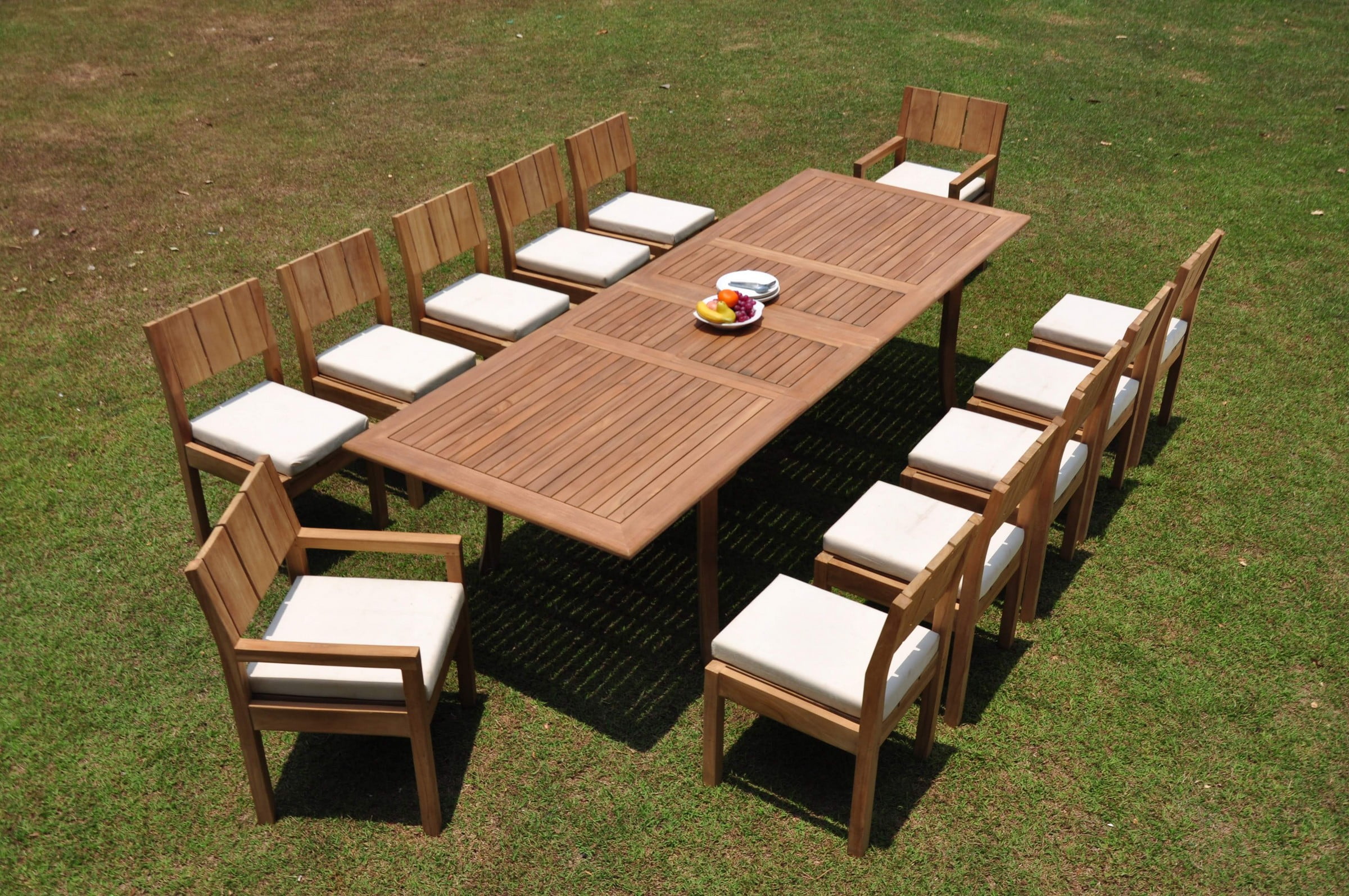 Grade-A Teak Dining Set: 12 Seater 13 Pc: 118" Double Extension ...