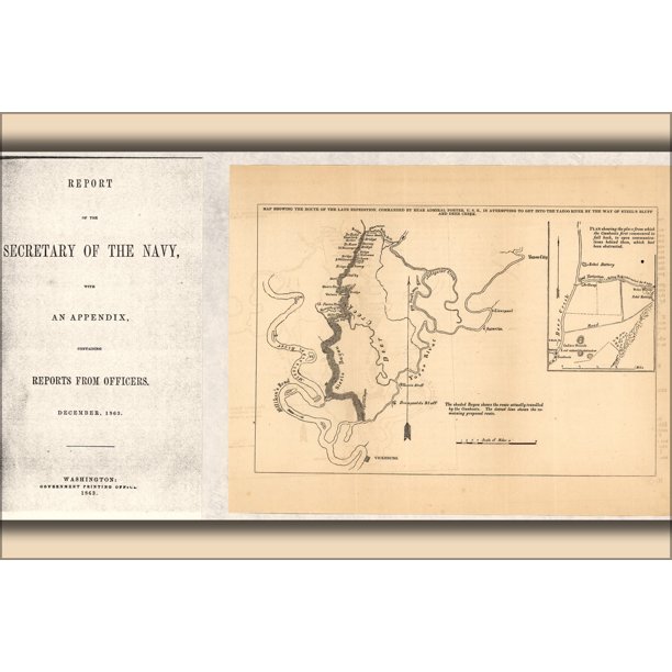 24"x36" Gallery Poster, map of yazoo river Mississippi 1863 - Walmart.com
