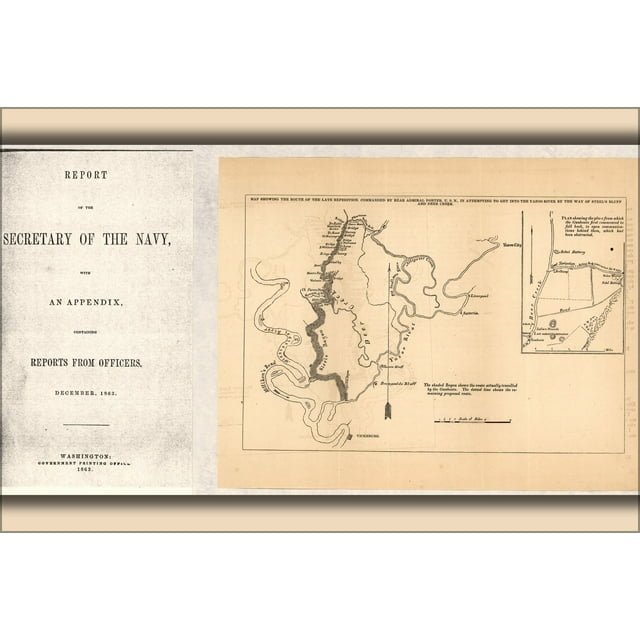 24"x36" Gallery Poster, map of yazoo river Mississippi 1863 - Walmart.com