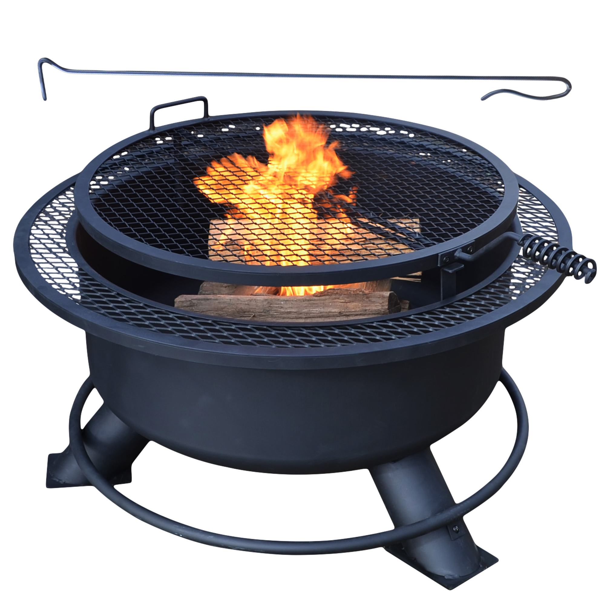 Titan Great Outdoors 38in Fire Pit With Swivel Cooking Grate Black Titan Great Outdoors 38in Fire Pit With Swivel Cooking Grate Black