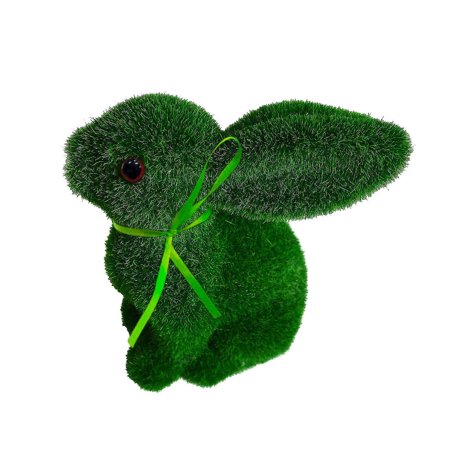 Grass Rabbit Easter Furry Flocked Bunny Rabbit Miniatures Standing Moss ...