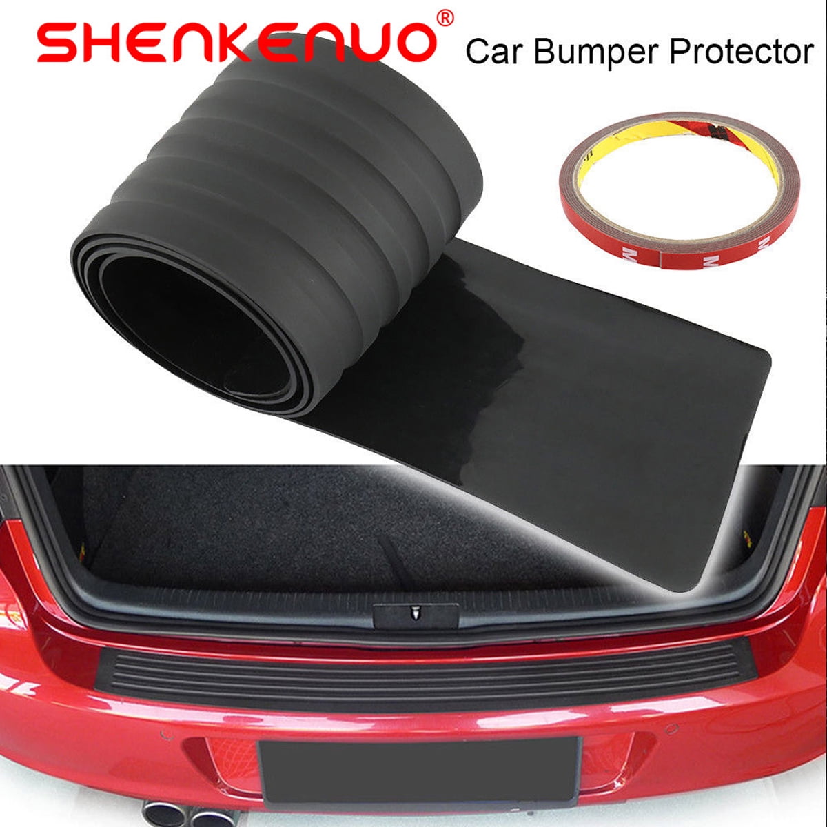 Premium Black Car Rubber Rear Bumper Protector Guard Sticker Decor Anti ...