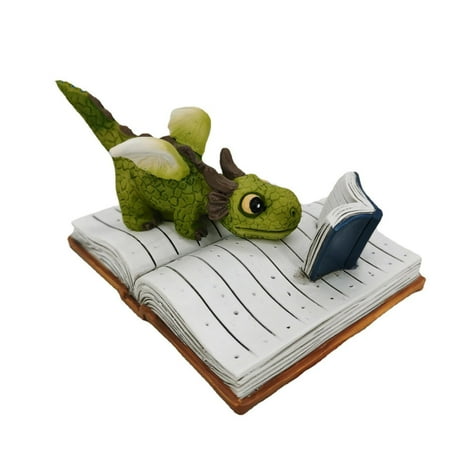 Miniature Dragon Figurine, Dragon Reading Book Statue, Resin Collection ...