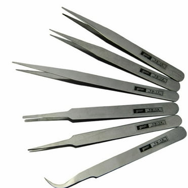 Precision Anti-Static Stainless Steel 9 in 1 Tweezers Kit Set For Electronics/Jewelry-Making ...