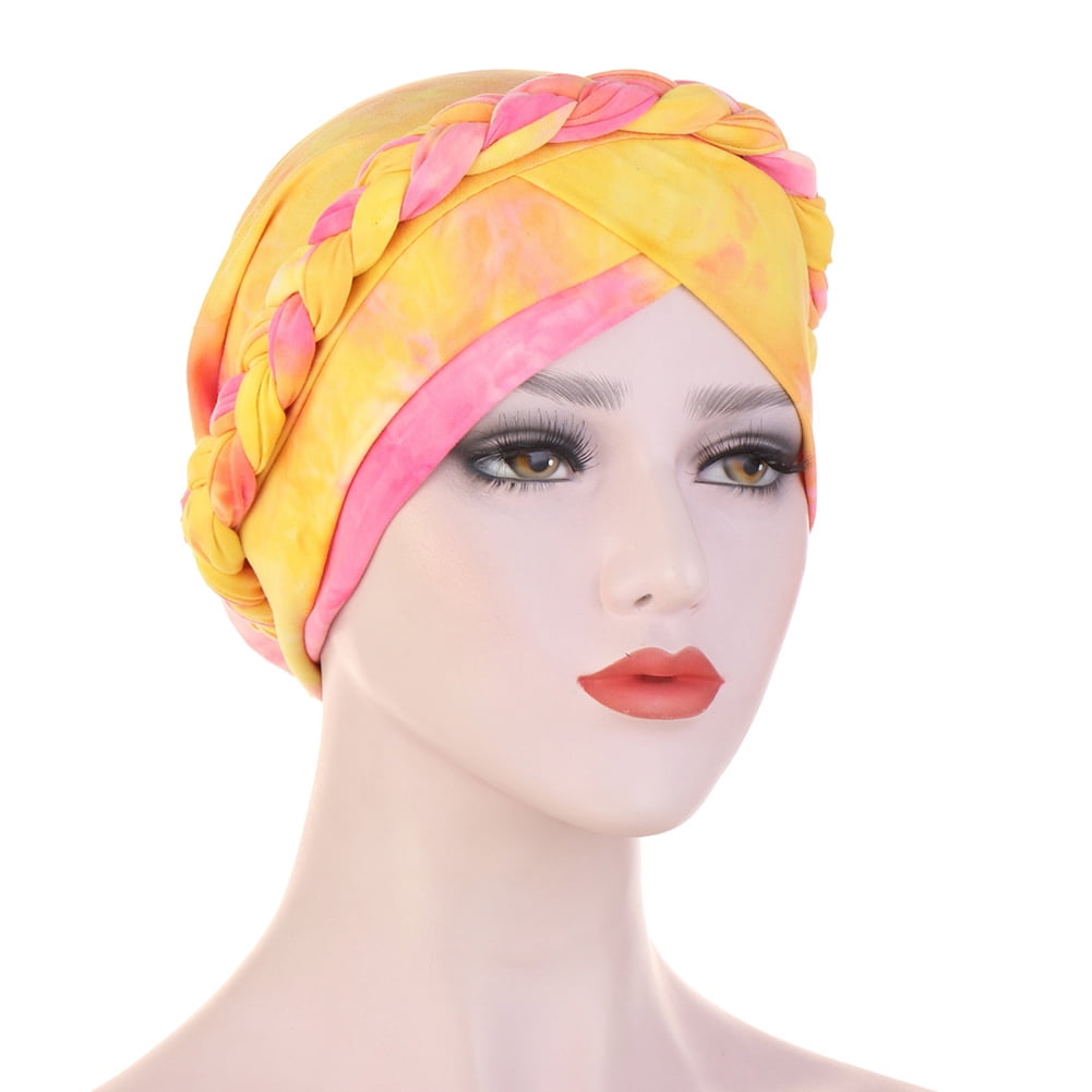 Women Tie Dyed Turban Cap Chemo Cancer Turbans Islamic Prayer Hats Head ...