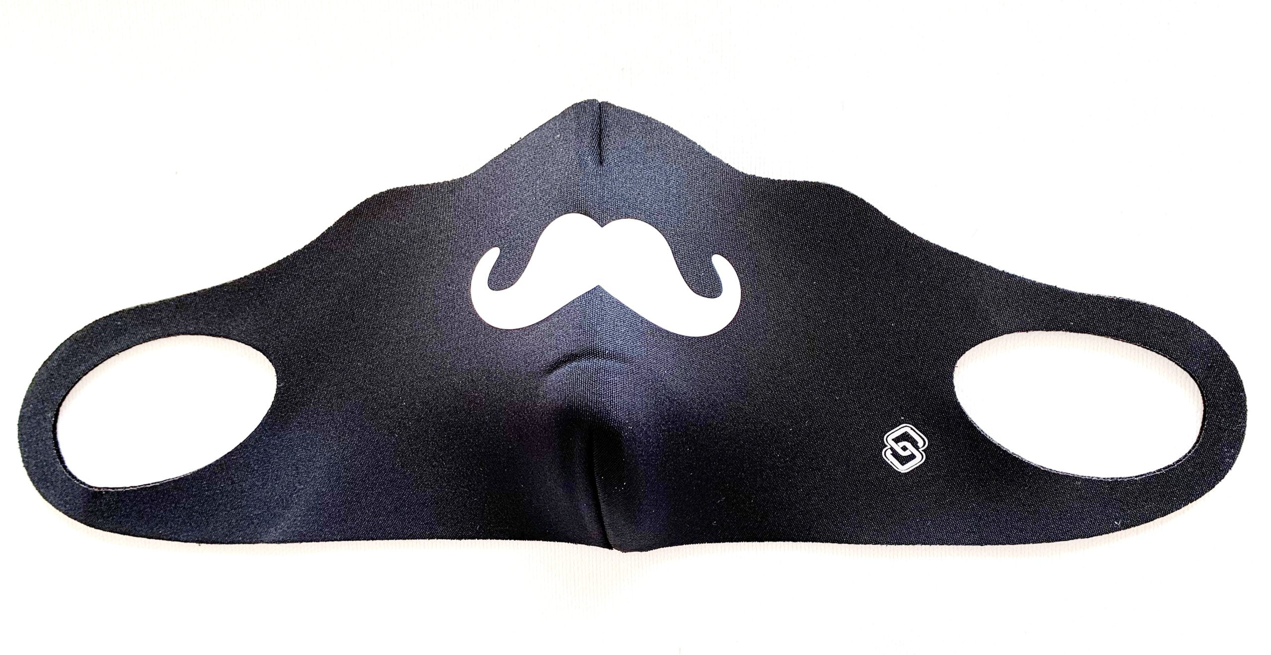 Spandex Active Fit washable Face Mustache design, Solid Black. Size: L ...