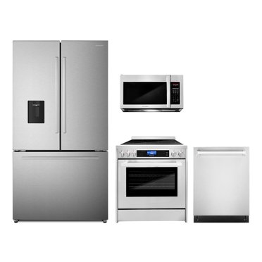 Cosmo 4 Piece Kitchen Appliance Package with 36" Freestanding Gas Range ...