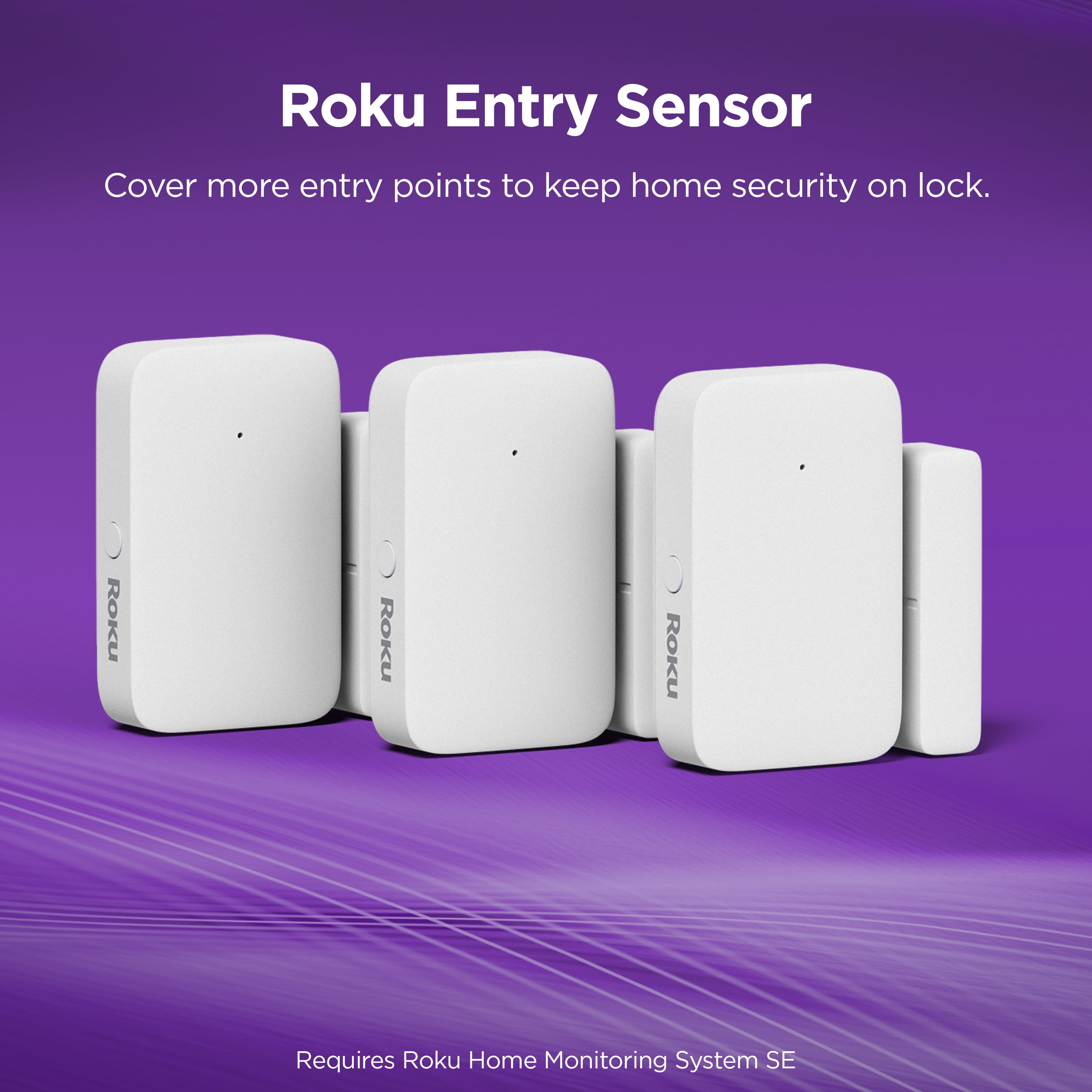 Roku Smart Home Entry Sensor 3-Pack Wireless Battery-Powered Add-on for Home Monitoring System ...