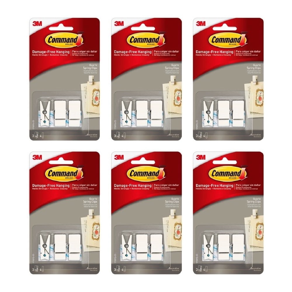 3M Command Spring Clips Quartz Small Plastic 3 Clips 4 Strips Damage ...