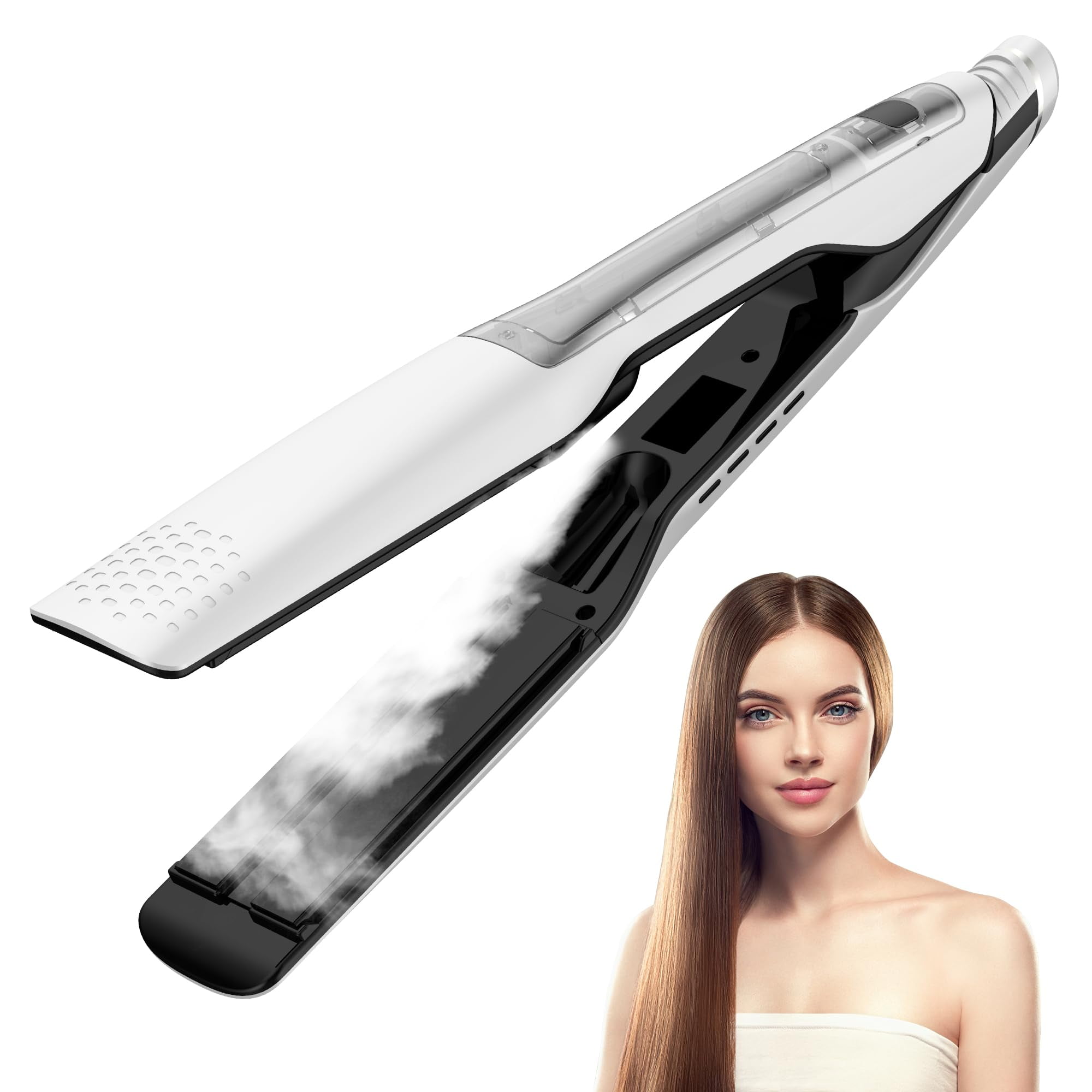 Plancha alisadora de pelo Yitrust 2 en 1, plancha de vapor y rizador de ...
