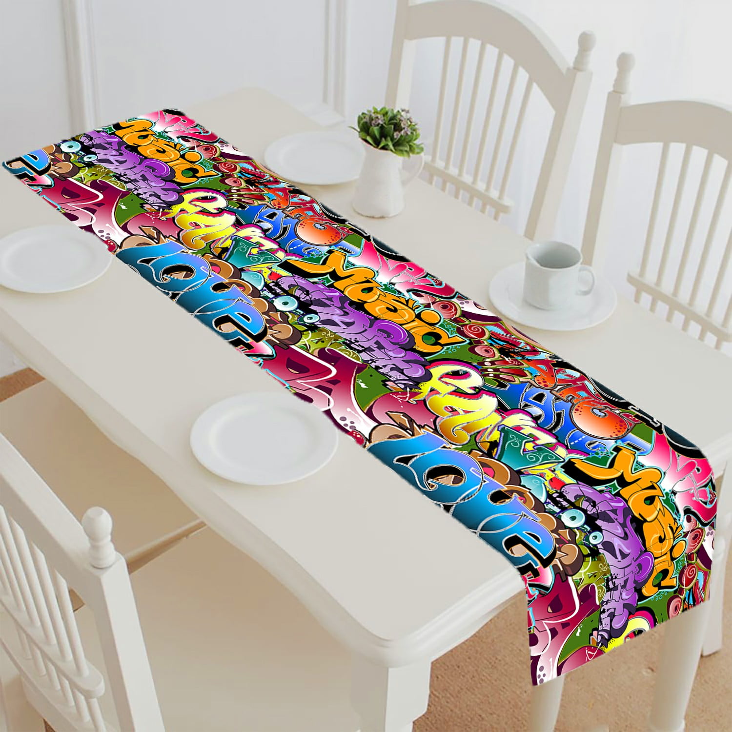 ABPHQTO Graffiti Urban Art Table Runner Placemat Tablecloth For Home ...