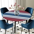 Blue Red Stripes Round Table Cover, Retro Country White Blue Red ...