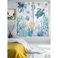 Blue Turtle Coastal Sheer Curtains 72 Inch Length 2 Panels Set, Octopus ...