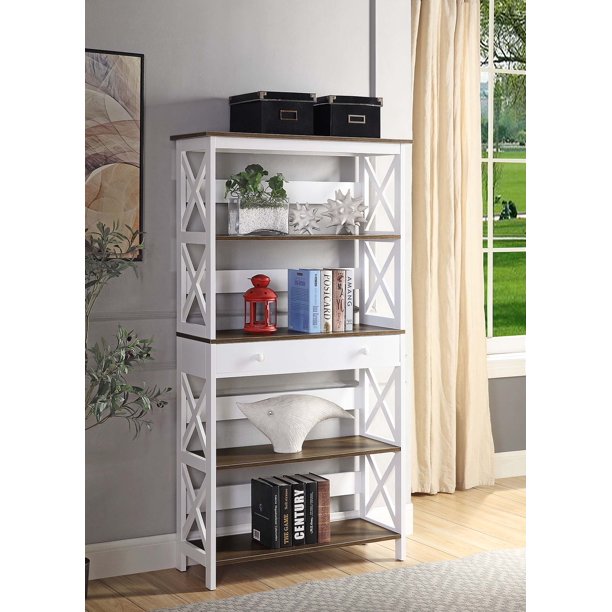 Convenience Concepts Oxford 5 Tier Bookcase with Drawer, Driftwood ...