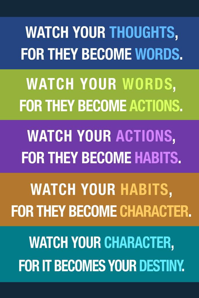 Laminated Watch Your Thoughts Motivational Inspirational Encouraging ...