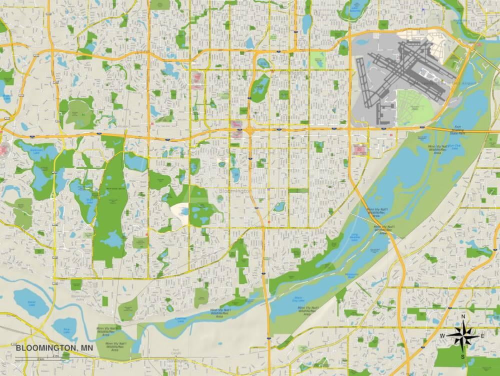 Political Map of Bloomington, MN, Unframed Art Print Wall Art Sold by ...