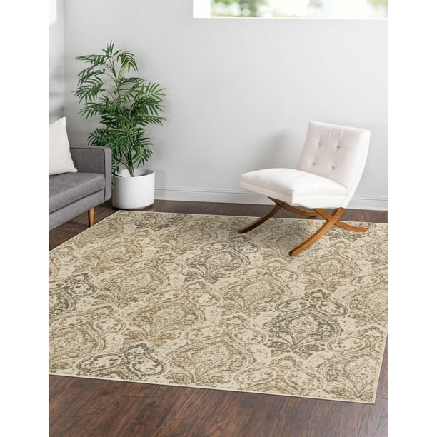 Unique Loom Sunset Tuareg Rug Beige/Brown 8' Square Geometric Modern ...