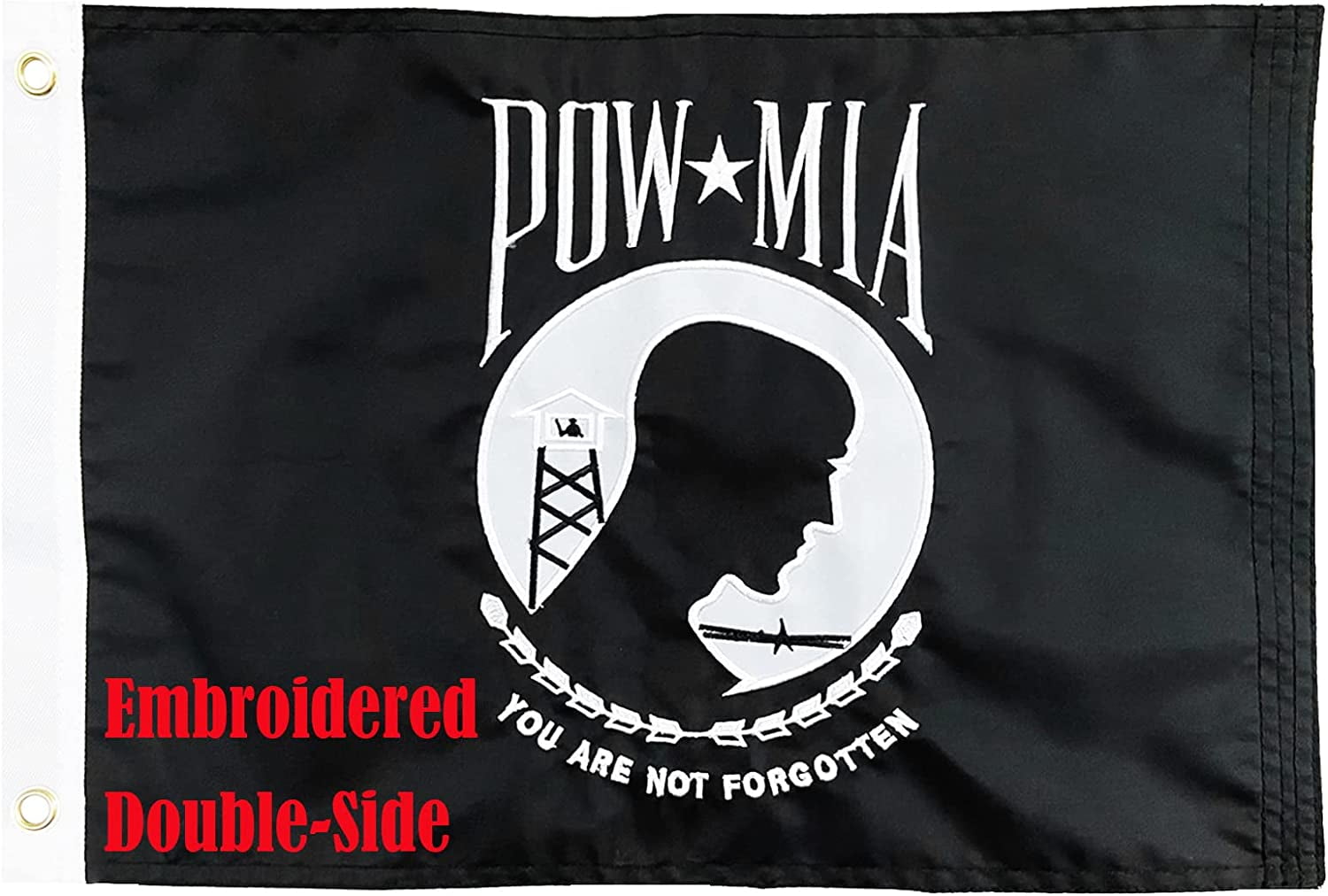 FLAGWIN Pow Flag 12x18 Embroidered Pow Mia Flag Double Sided with 2 ...