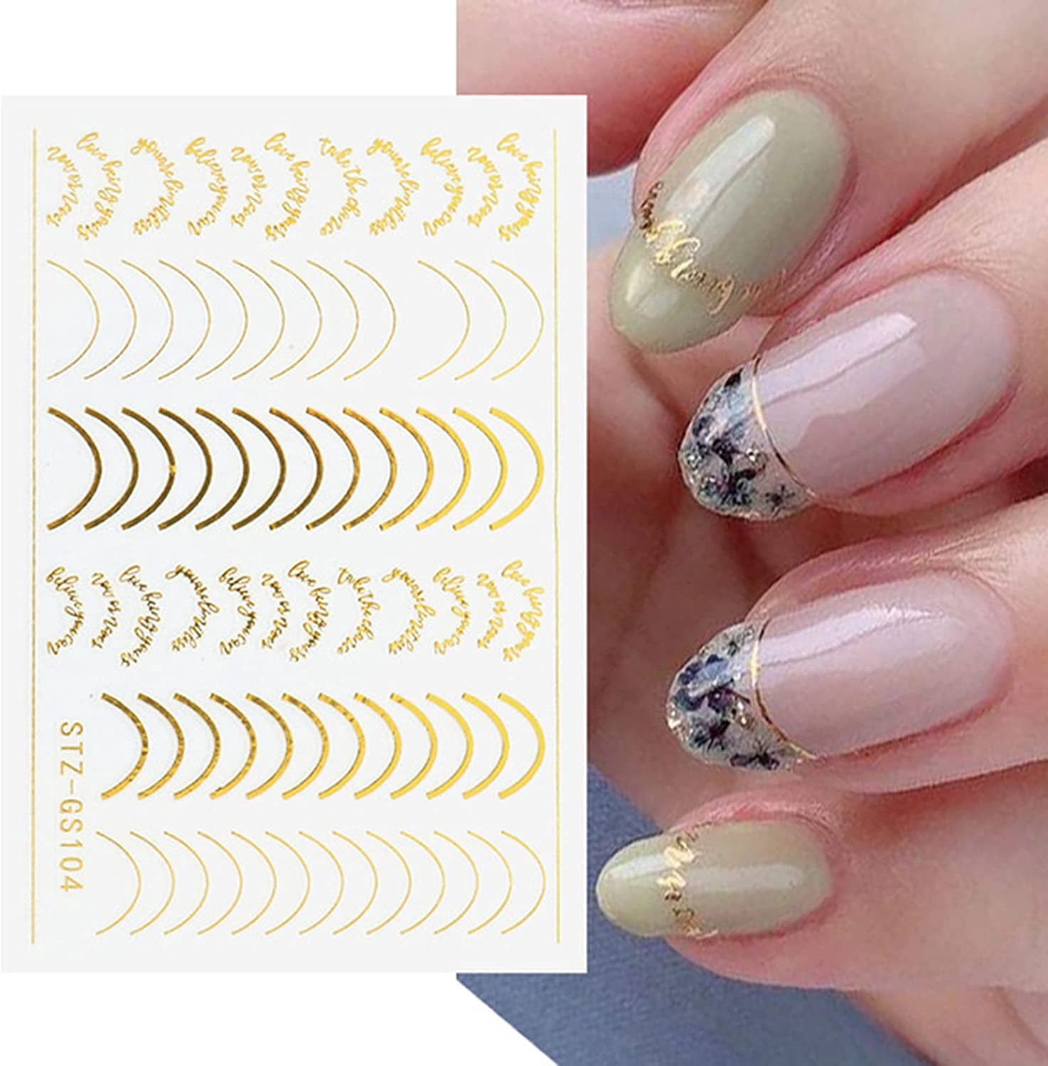 DIY Nail Art Strip Sticker Sheet, Self Adhesive Moon Printed 3D Rose ...