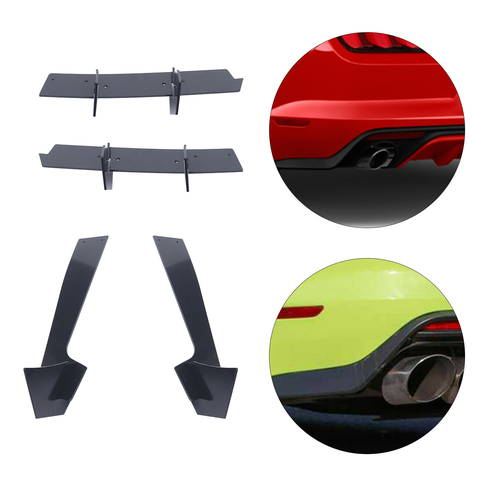 Glossy Black Rear Diffuser & Rear Side Splitter Kit For 2018-2021 Ford ...
