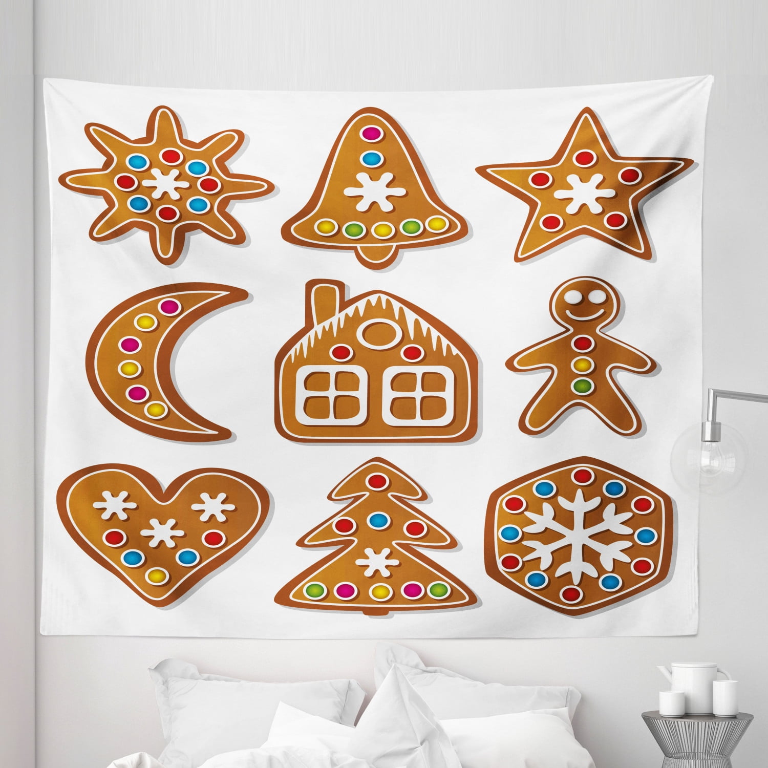 Gingerbread Man Tapestry, Graphic Gingerbread Sugar Biscuits with ...