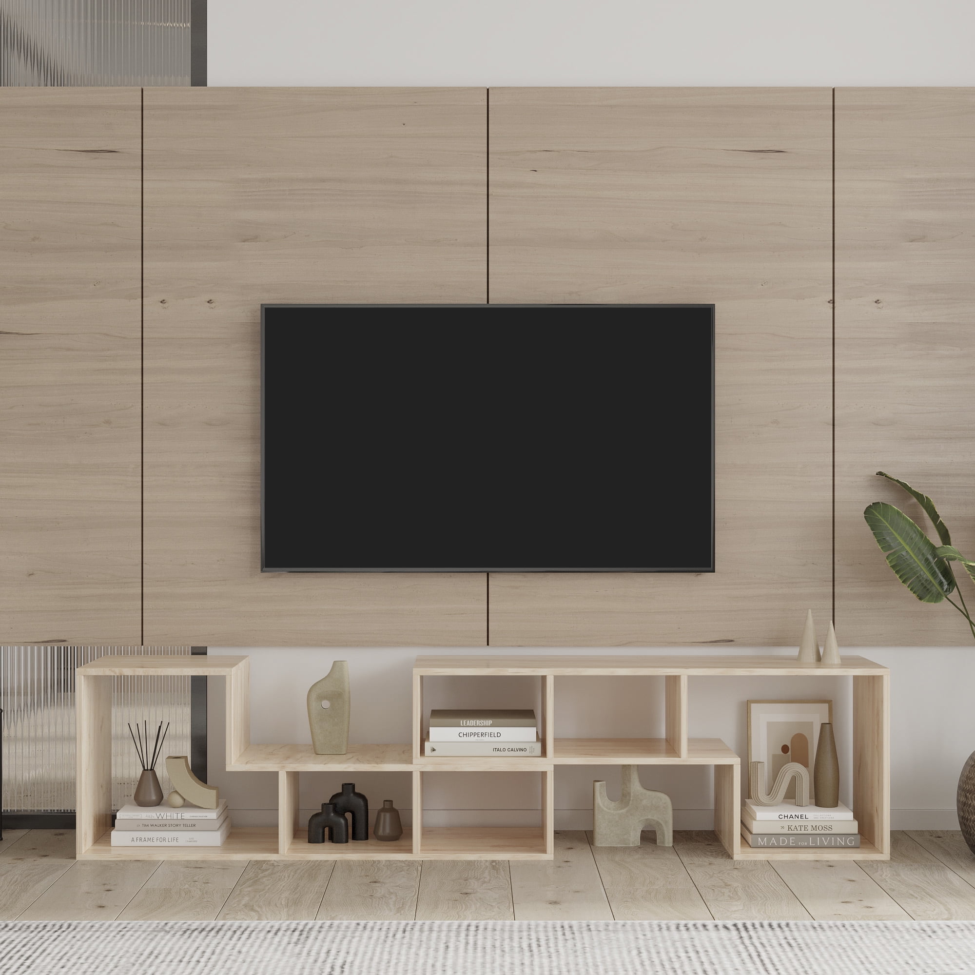 L-Shaped TV Stand for 55 Inch TV, Sectional Television Table with ...