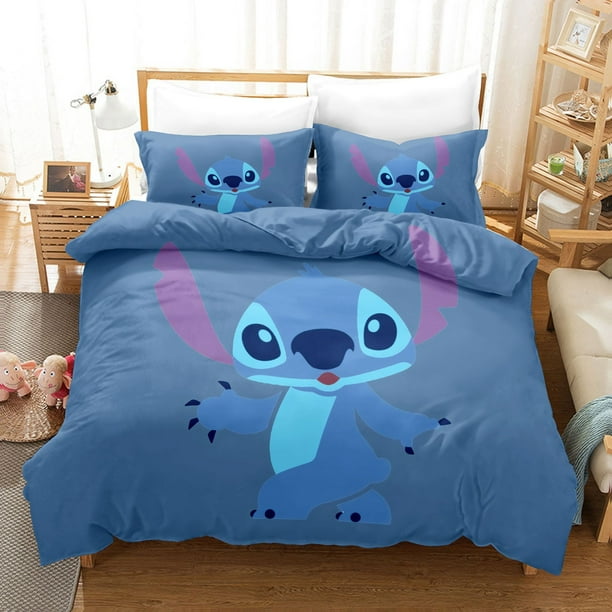 Disney Stitch Bedding Set Sheet Pillowcase Cartoon Bedspread Single ...