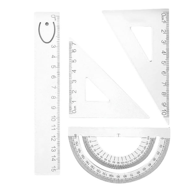 Ruler Scale 4Pcs Mathematical Instrument Set Protractor Measuring Tools ...