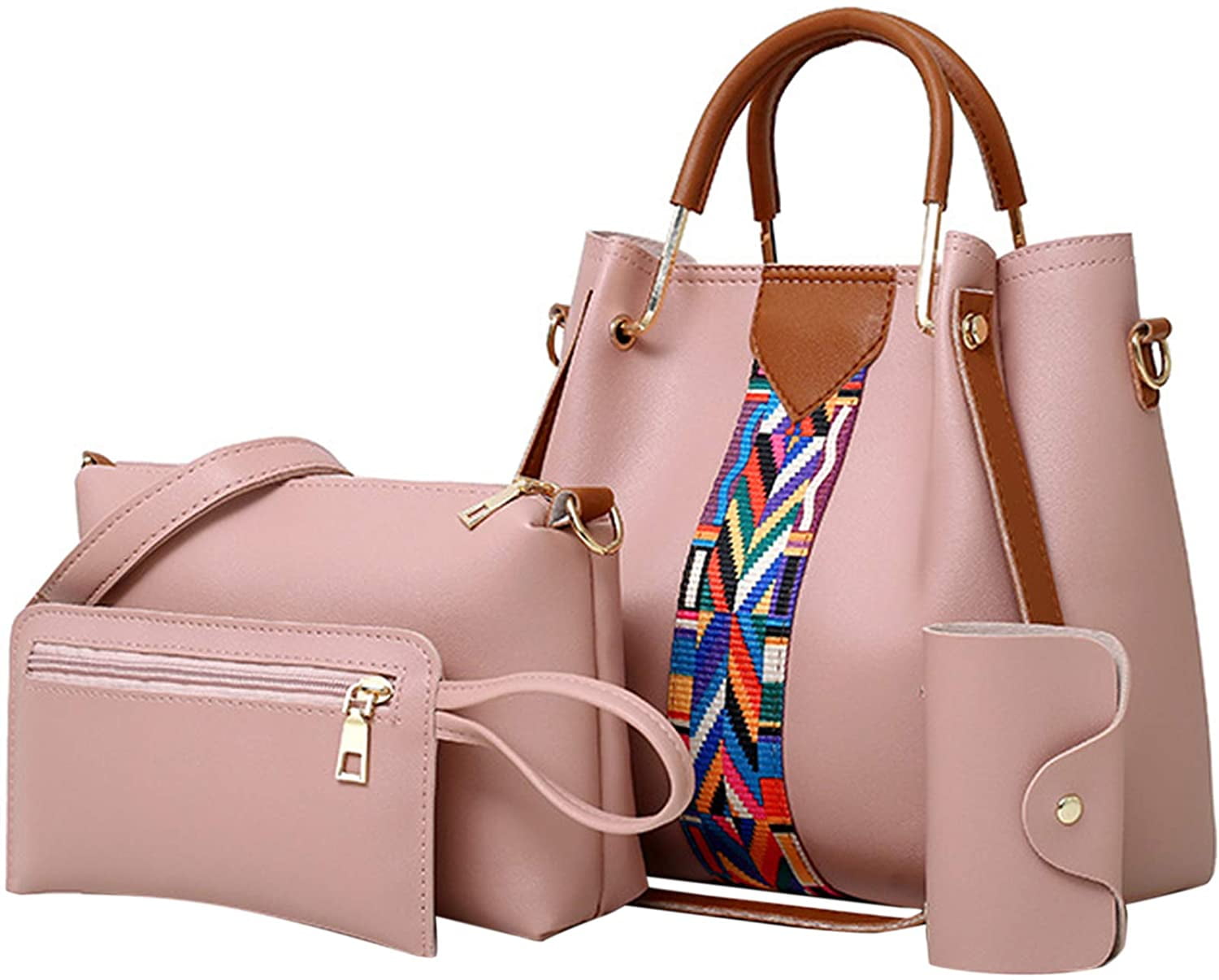 YOUI-GIFTS Handbag Set Women's PU Leather Drawstring Bucket Bag ...