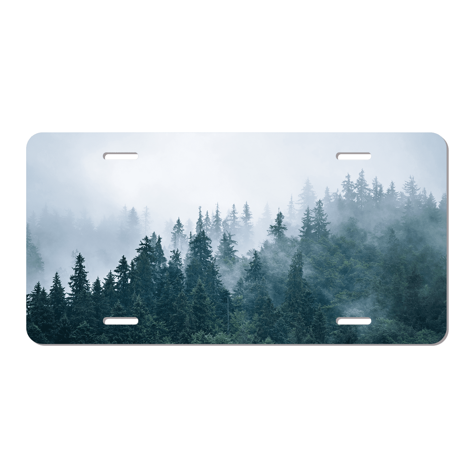 Misty Foggy Fir Forest Mountain License Plate Personalized License ...