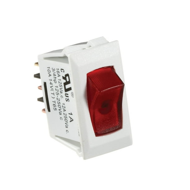 RV Designer S241 DC Rocker Switch 10 Amp - White/Red, Illuminated On ...