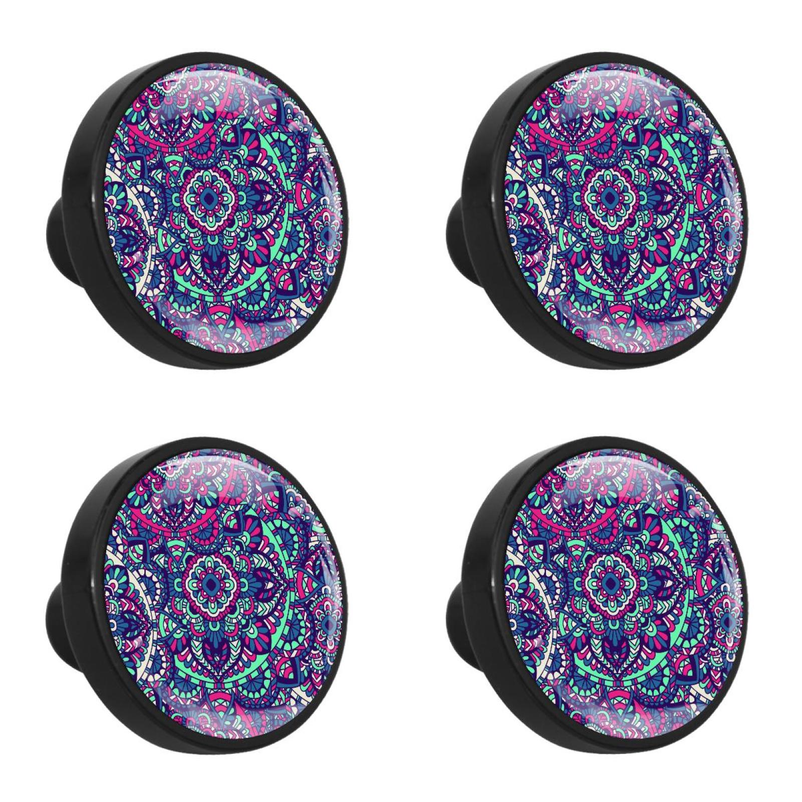 4 Pcs Mandala Tribal Motifs Knobs for Kitchen Cabinet Cupboard Dresser Bookcase Drawer Pulls ...