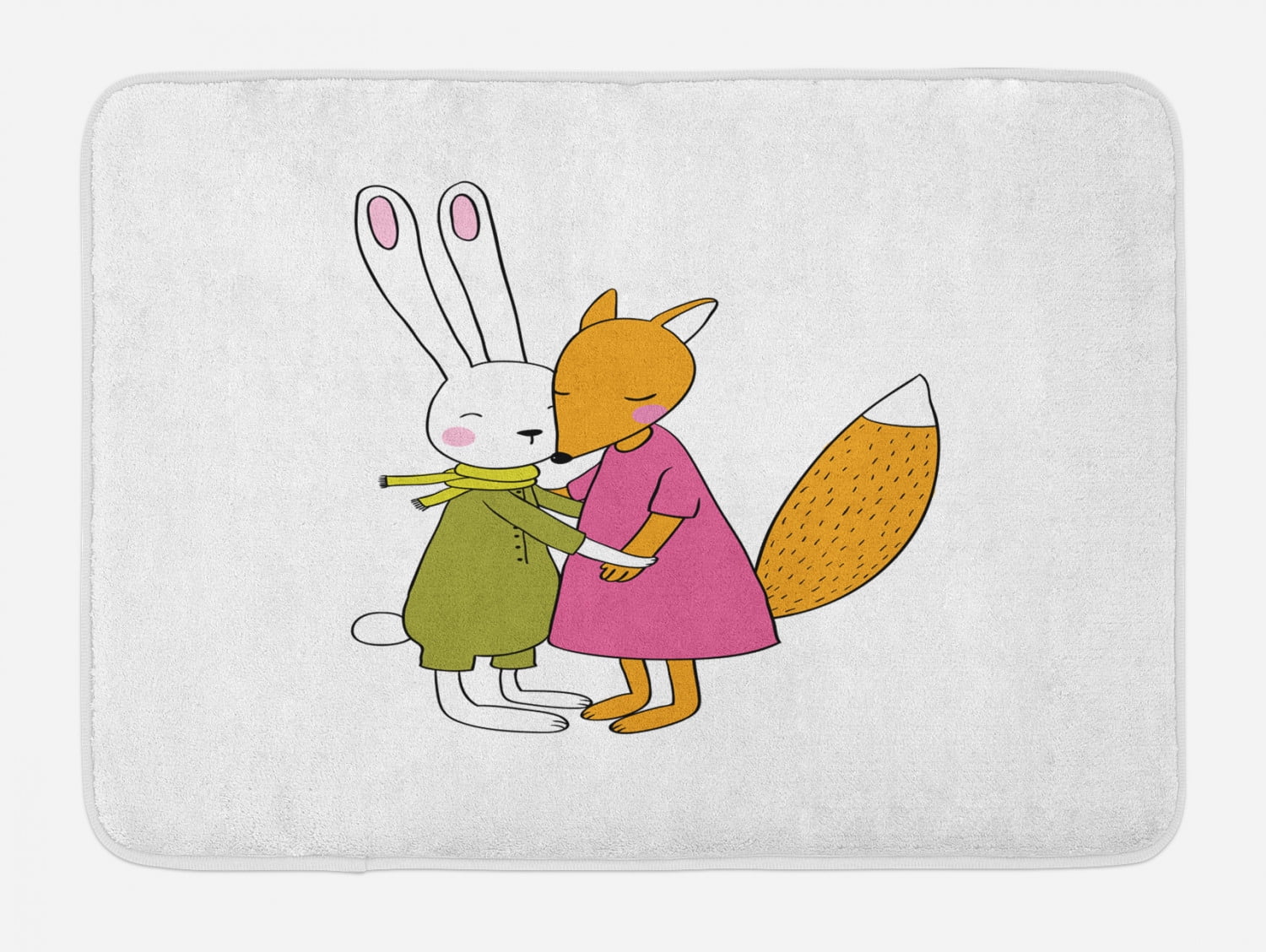 Animal Bath Mat, Fox and Hare Friendly Forest Wildlife Characters ...