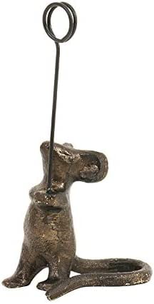 Creative Co-op DA6227-1 Cast Iron Mouse Card Holders with Distressed ...