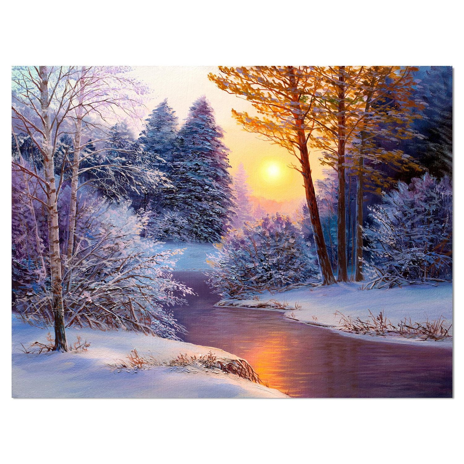 Click here for Designart Winter Forest In River Canvas Wall Art 2... prices
