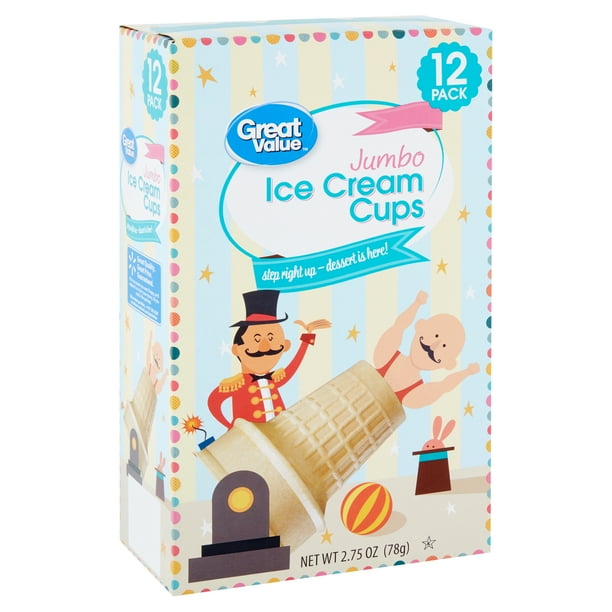 Great Value Jumbo Ice Cream Cups, 2.75 Oz., 12 Count - Walmart.com ...