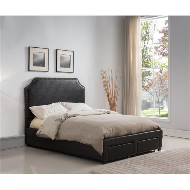 K&B Furniture Faux Leather Dark Brown Upholstered Bed - Walmart.com
