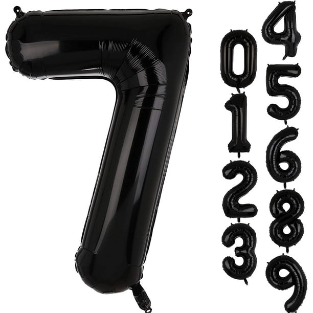 SURJDE 40 Inch Large Foil Number 7 Balloons Black Big Mylar Helium ...