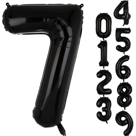 SURJDE 40 Inch Large Foil Number 7 Balloons Black Big Mylar Helium ...