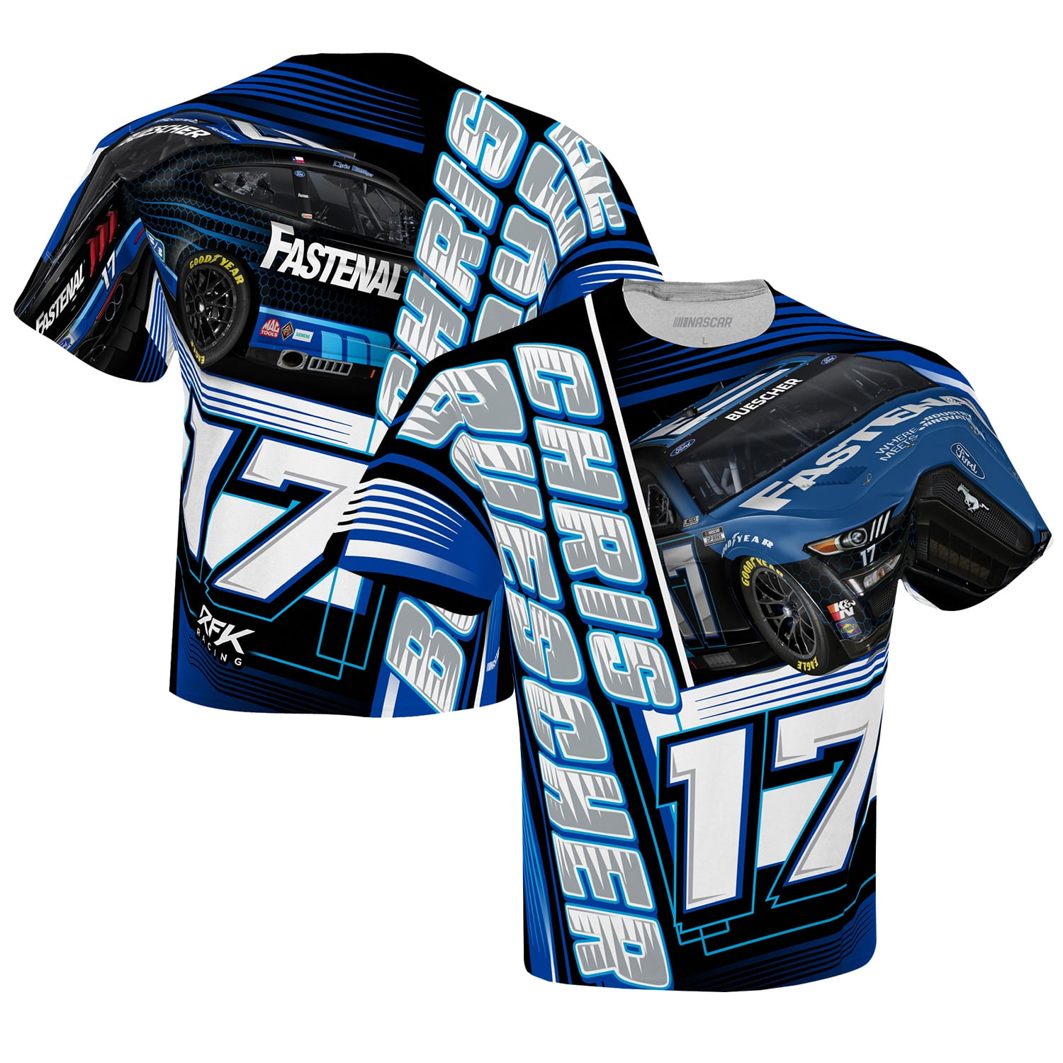 Buy Men's Checkered Flag White Chris Buescher Fastenal Sublimated ...