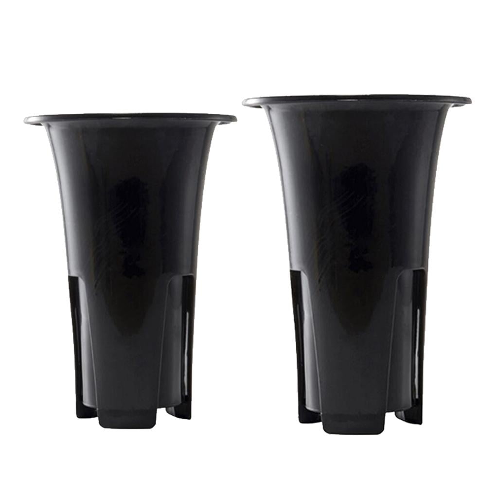 2pcs Simple Design Flower Planter Tall Plant Pots Black Flower Pots ...