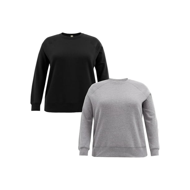 Terra & Sky Women's Plus Size Fleece Sweatshirt, 2-Pack - Walmart.com