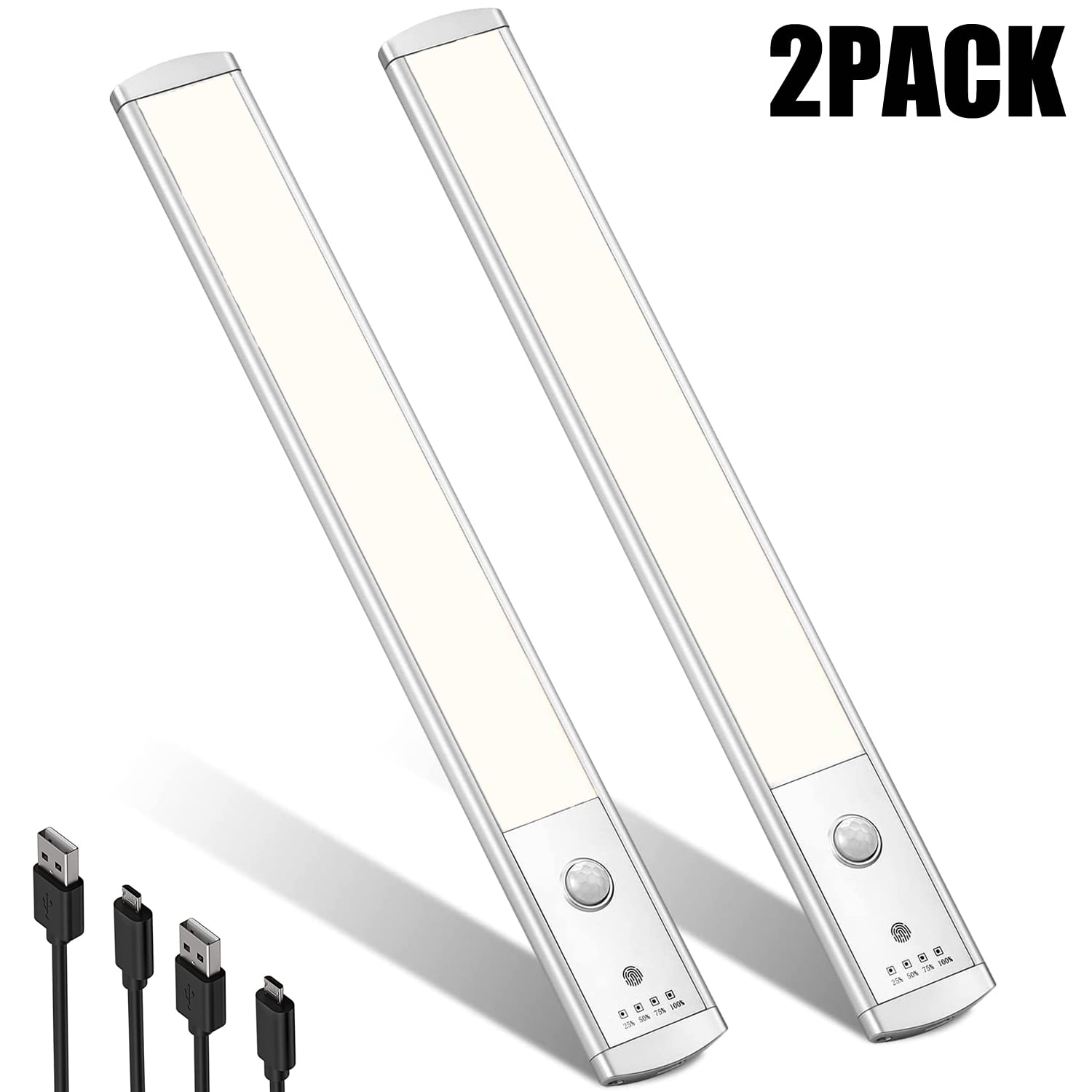 Motion Sensor Cabinet Light 2 Packs Rechargeable 46LED Under Counter ...