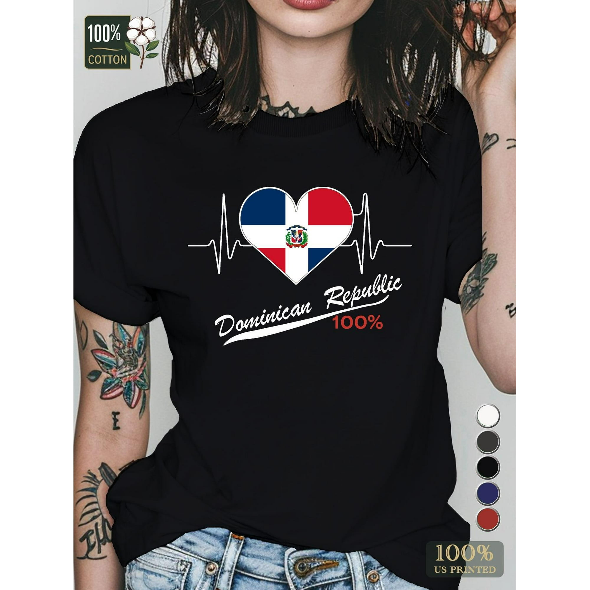 Click here for Generic 1pc Dominican Republic Heartbeat Graphic T... prices