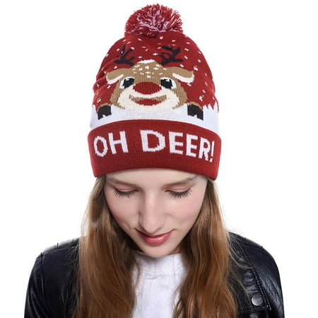 Unisex LED Colorful Lighted Christmas Beanie Hat Knitted Cap Santa ...